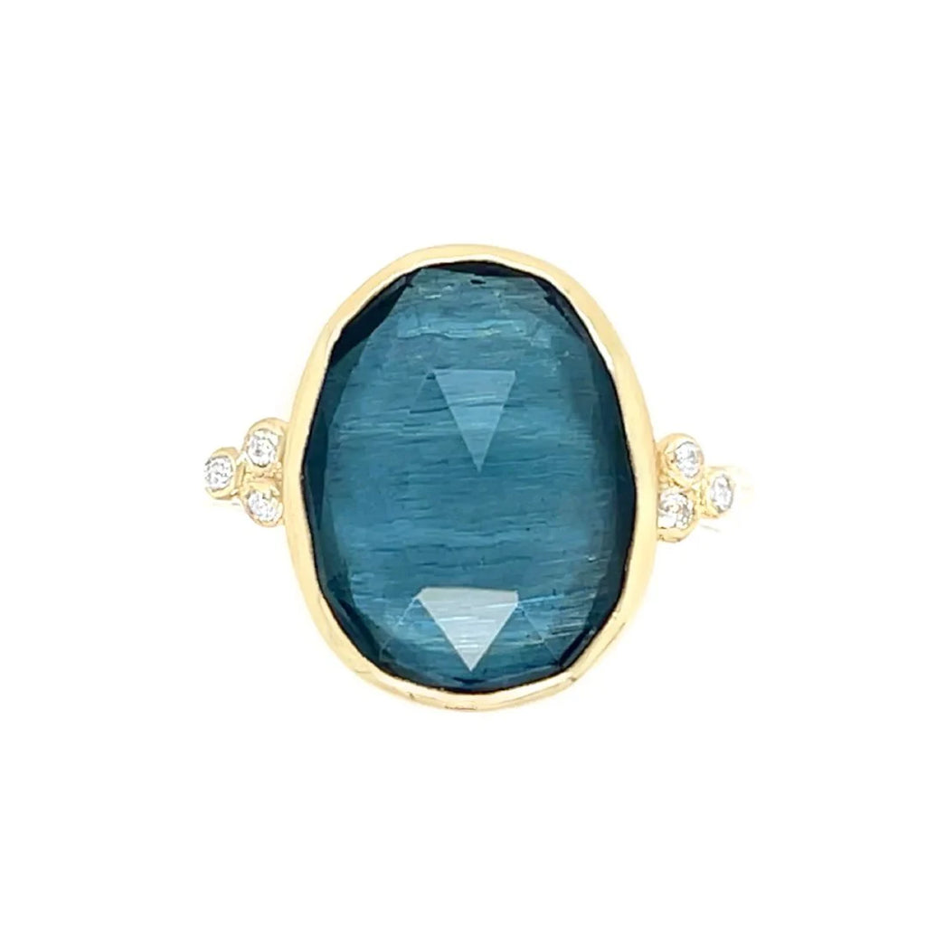 London Blue Ring with Diamonds – The Glass Station Studio and Gallery
